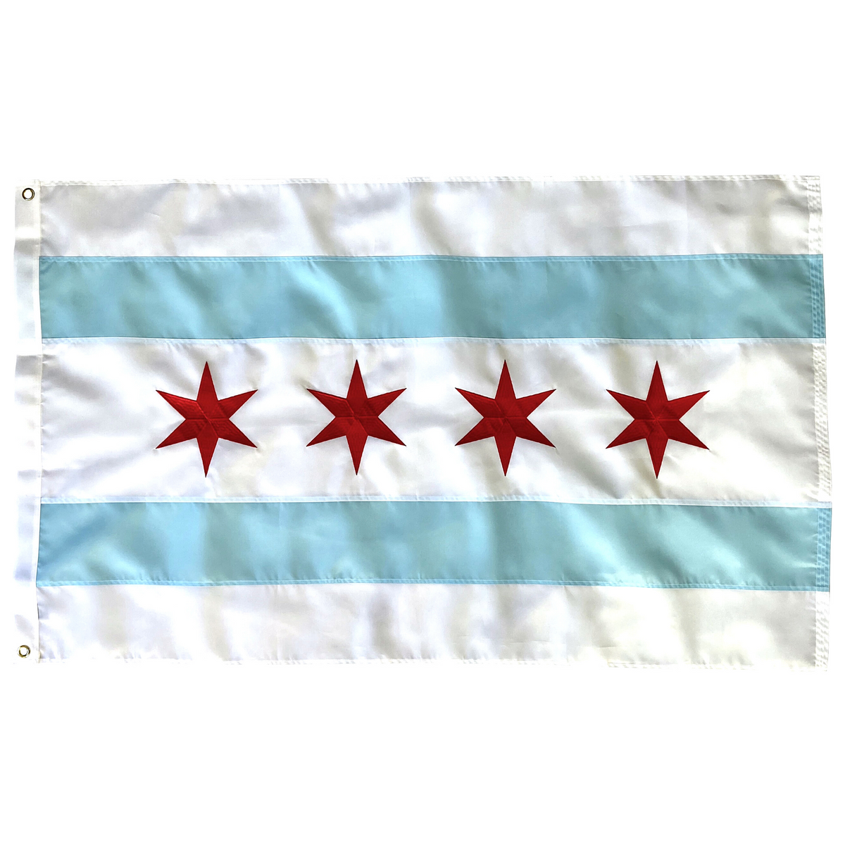 Chicago Flag 3x5 Foot Nylon with Embroidered Stars, Brass Grommets, and ...