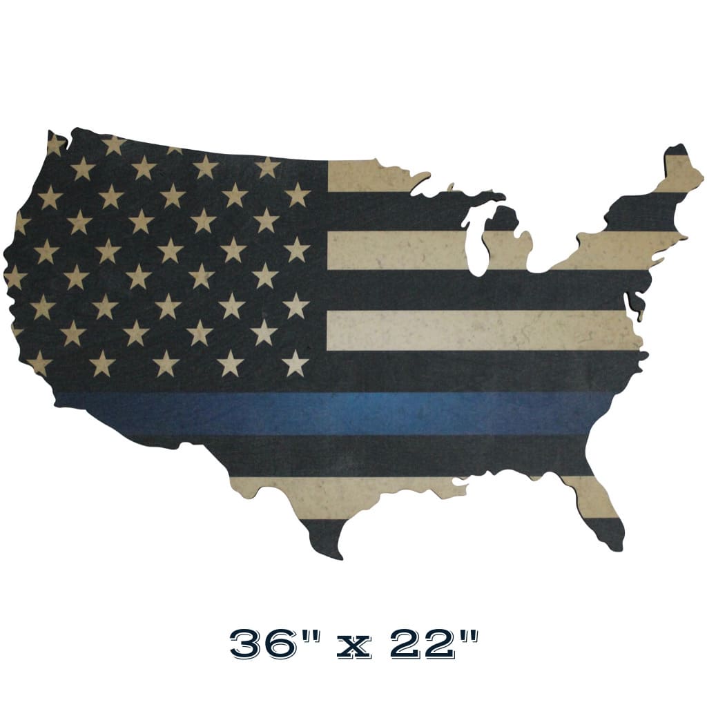 Thin Blue Line Flag Print on Wood - finelineflag